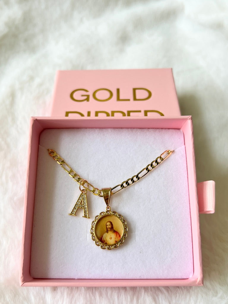 Classic Image Of Jesus With Initial – GoldDipped