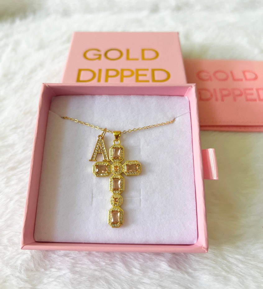Geo Cross With Initial (Rolo Chain) – GoldDipped
