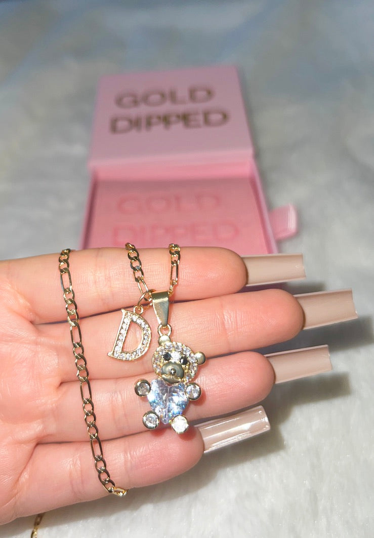 Diamond Bear With Initial – GoldDipped