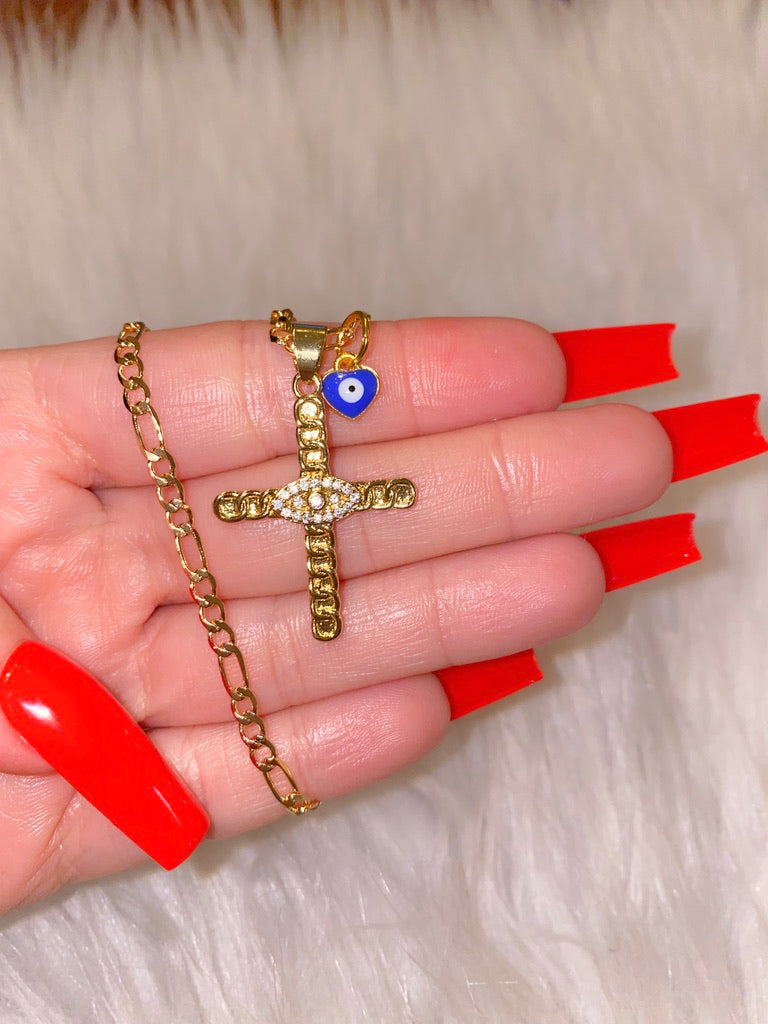 Double Eye Cuban Cross – GoldDipped