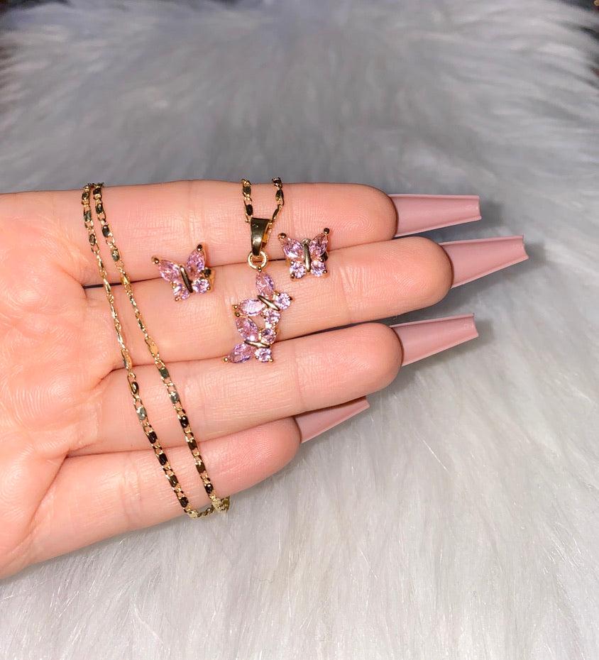 Pink Butterfly Set – GoldDipped