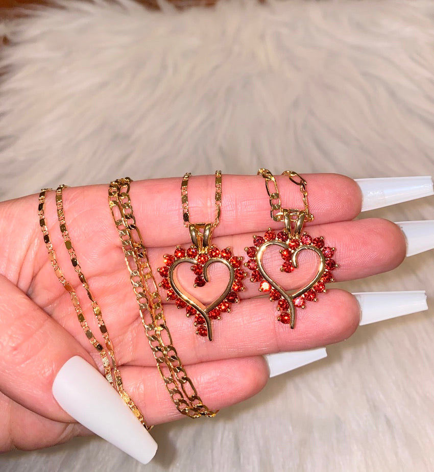 Red Open Heart Necklace With 2 Chain Choices – GoldDipped