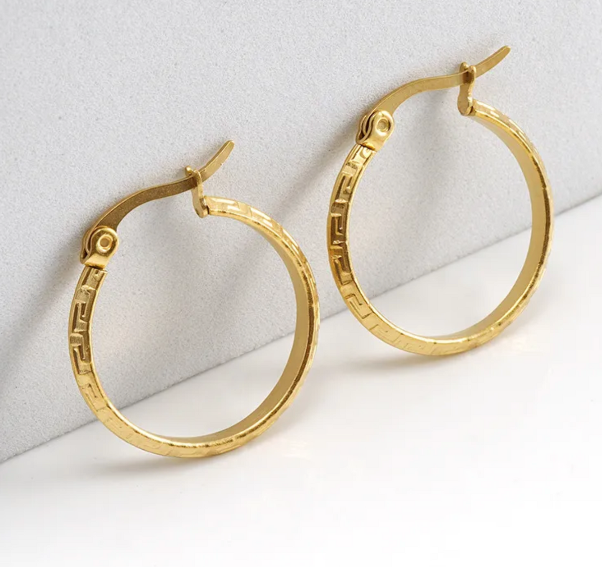 Small Greek Key Hoops – GoldDipped